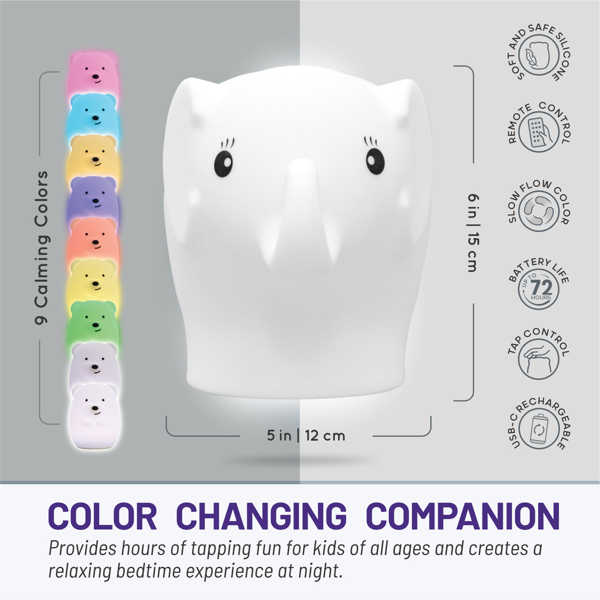 LumiPets® Elephant - Children's Nursery Touch Night Light - Lumieworld